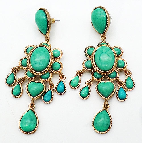 Green Moghul Style Chandalier Earrings - Garden Party Collection ...