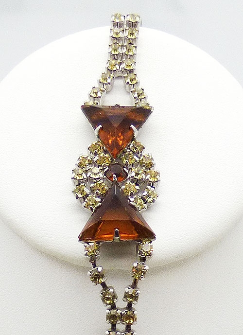 Amber Triangle and Yellow Rhinestone Parure - Garden Party Collection ...